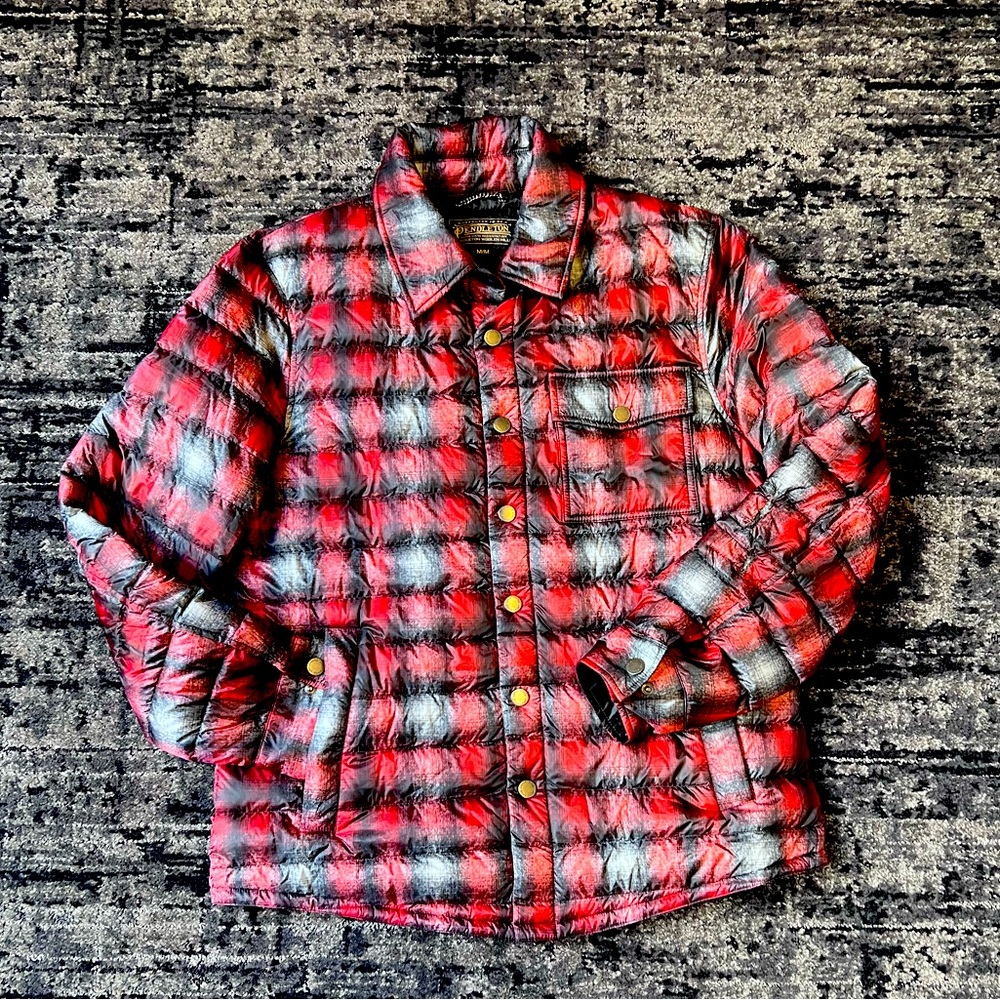Men’s Pendleton Down Puffer Jacket 90% Duck Down Red … - Gem